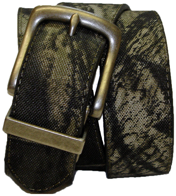 Hickory Creek Mossy Oak & Basketweave Leather Back Reversible Camo Bel